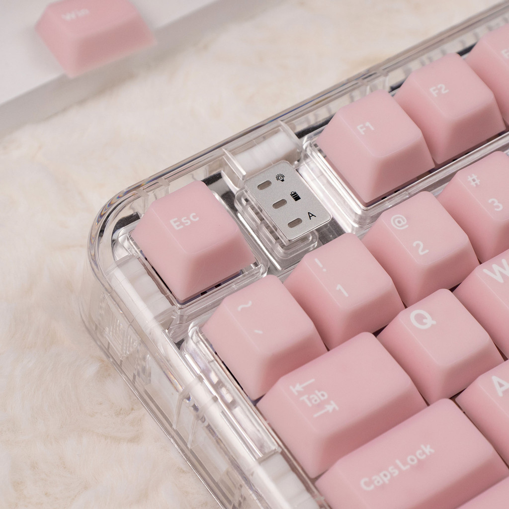 Translucent Pink color Keycaps PBT cherry profile keycaps set with ...