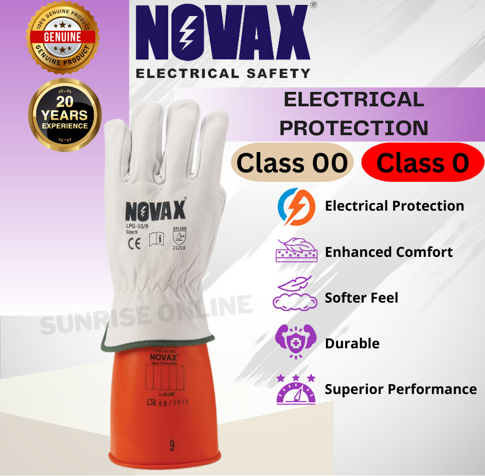 [ORIGINAL] Novax Insulation Gloves Rubber Electrical Insulating (Novax Sarung Tangan Penebat ...