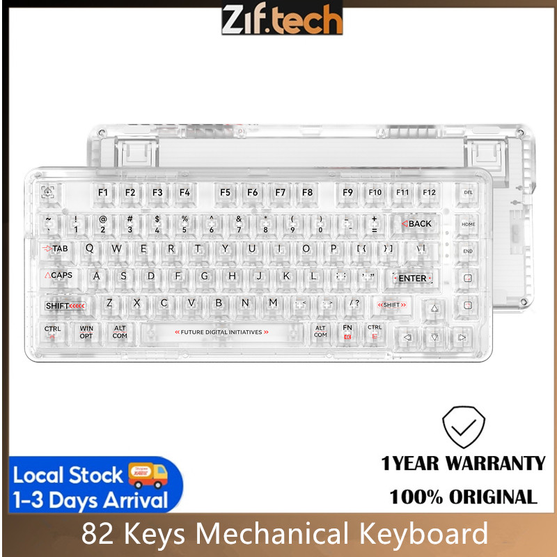 ZIFTech ZT82 Transparent Mechanical Keyboard Wireless RGB Hot-swap ...