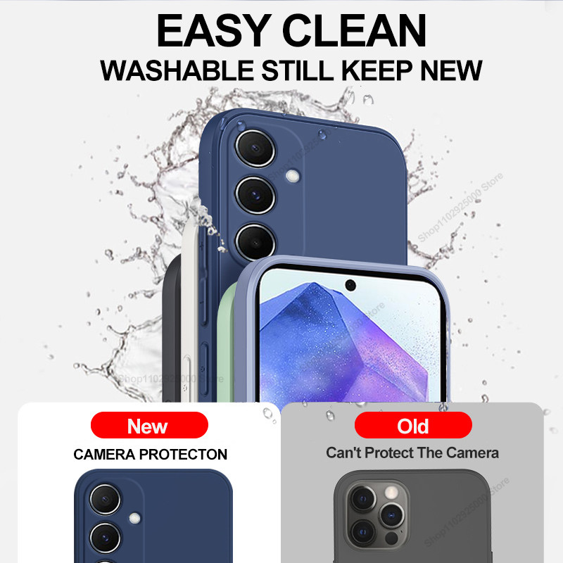 For Samsung A55 A54 A34 A54 5G Case Liquid Silicone Soft Cover Funda ...