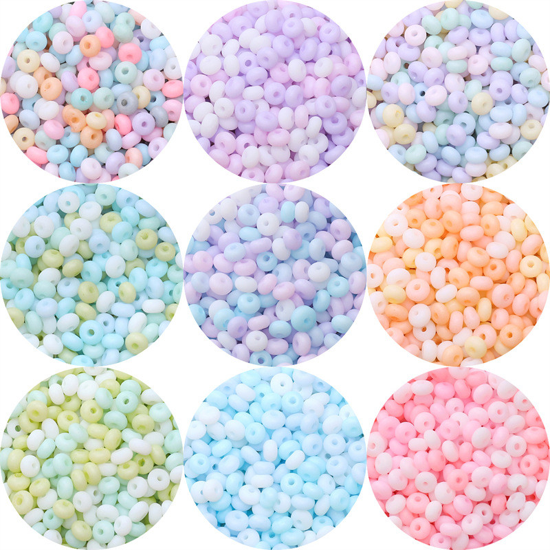 3x6mm glass frosted mineral macaron color abacus beads millet beads ...