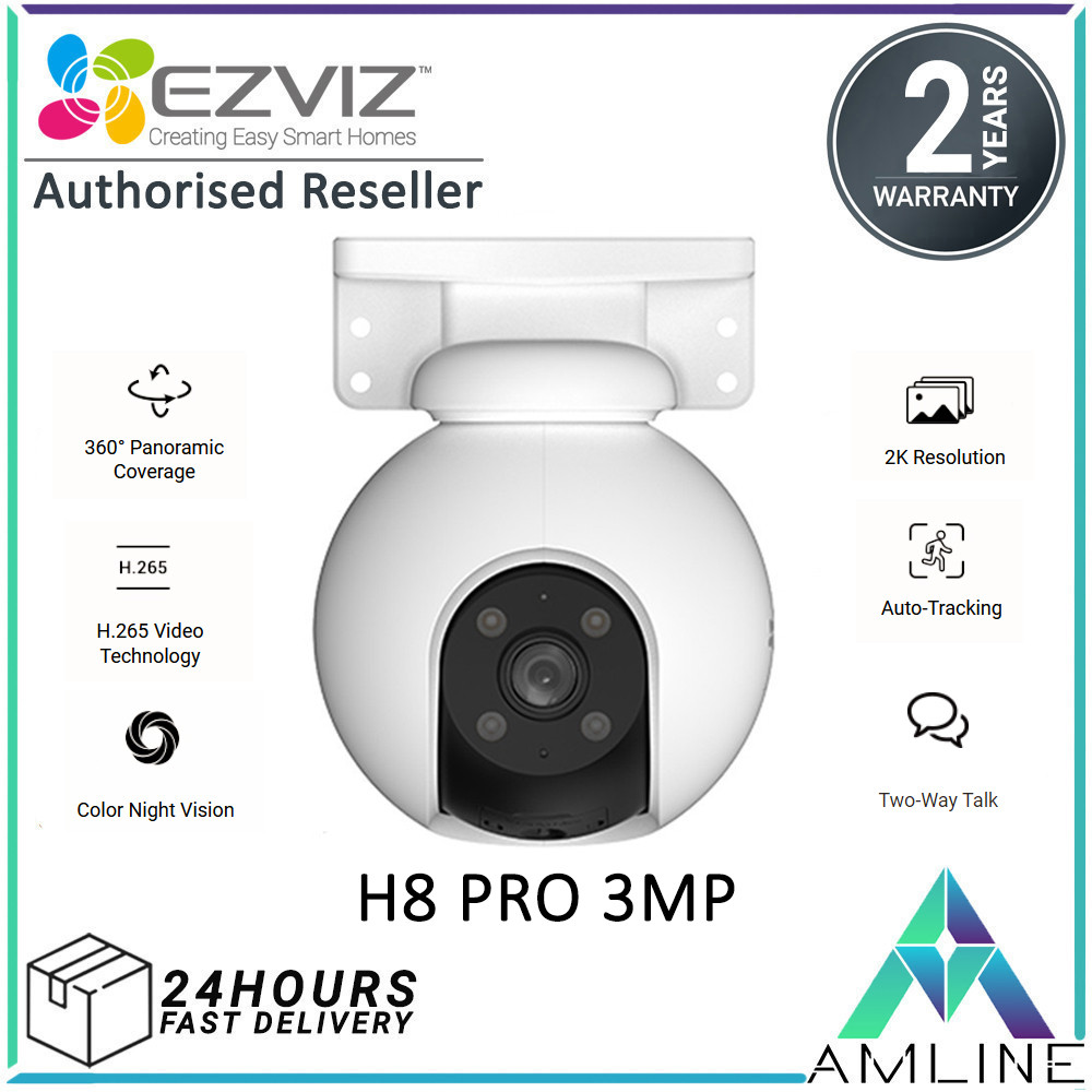 Ezviz H8 Pro 3MP 2K Resolution Pan & Tilt Wi-Fi Outdoor CCTV Auto Tracking Color Night Vision ...