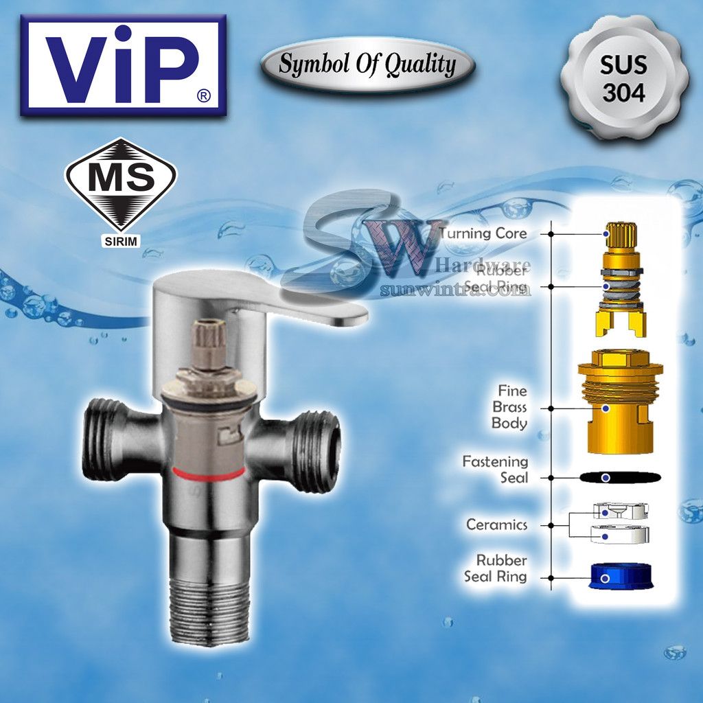 VIP SUS304 STAINLESS STEEL WALL TYPE 2-WAY BIB TAP #SS-4818 SS4818 TWO ...