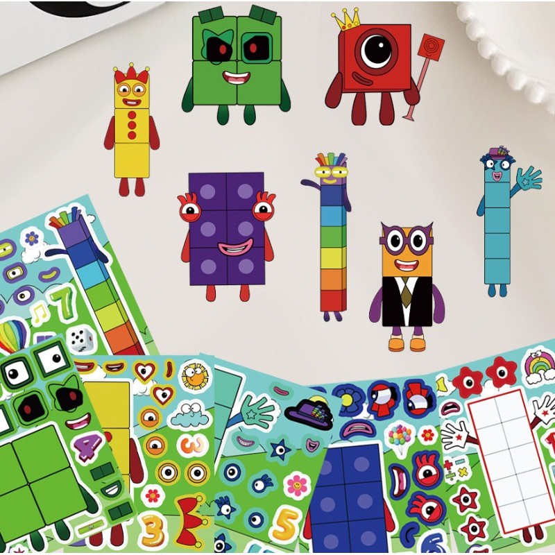 8PCS New Numberblocks Cute Digital Building Blocks Puzzle Stickers for ...