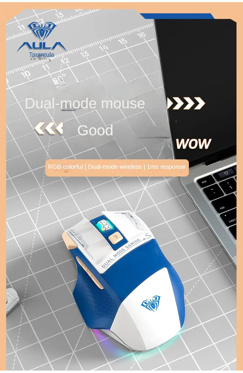 AULA SC550 wireless mechanical gaming mouse, wireless and wire dual ...