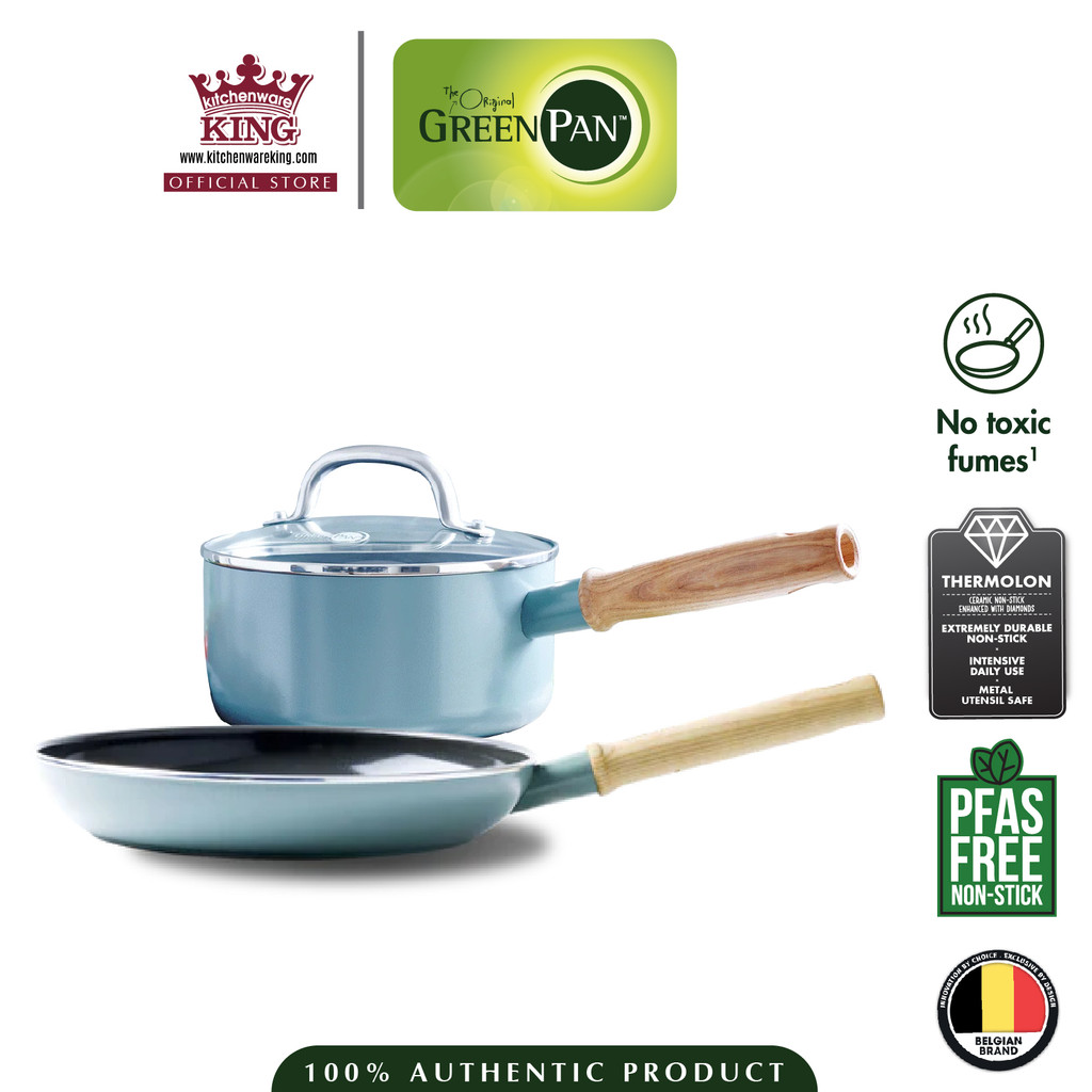Greenpan Mayflower 24cm Deep Frypan + Greenpan Mayflower 16cm Saucepan ...