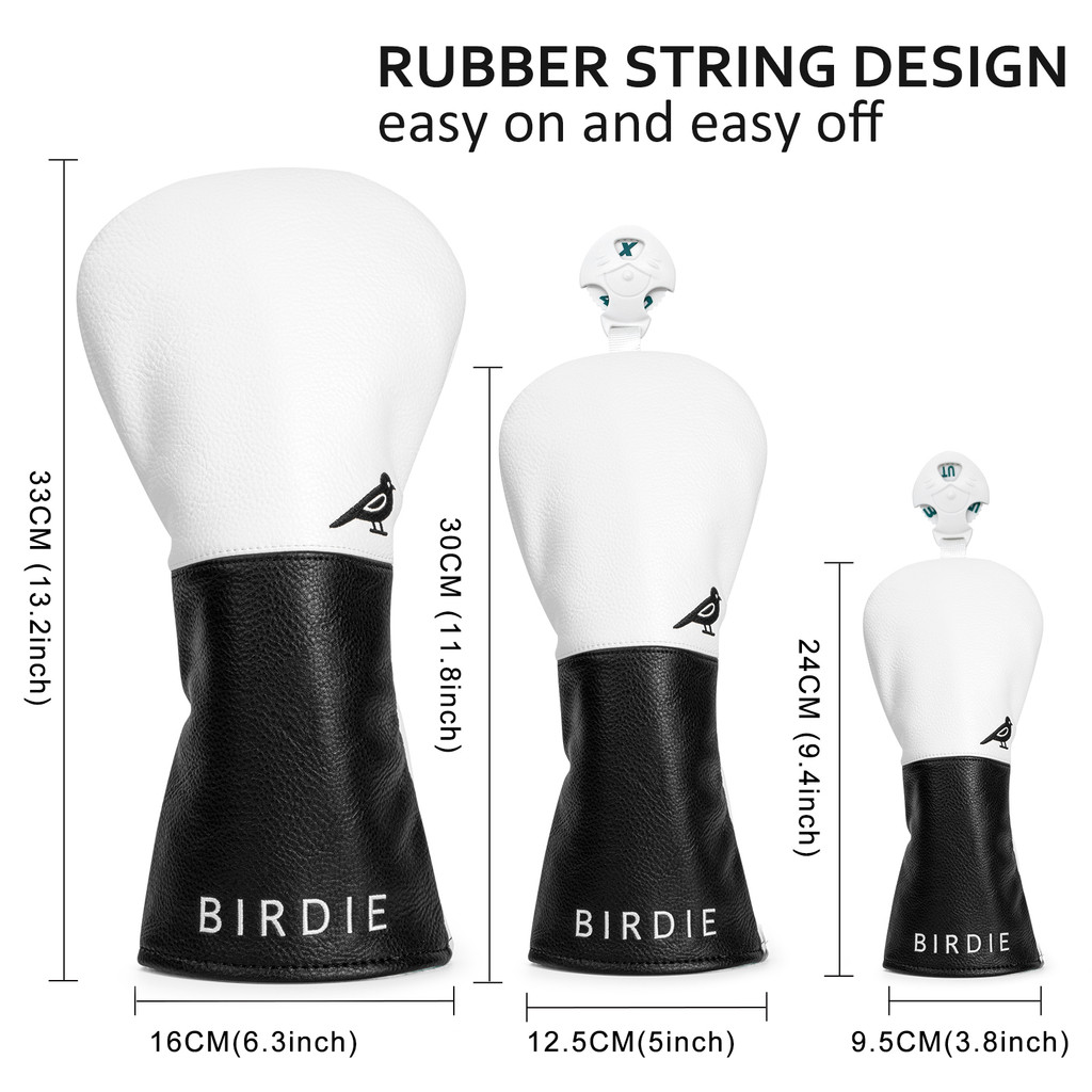 White Premium Leather Birdie Golf Head cover Elegant EmbroideryHigh ...