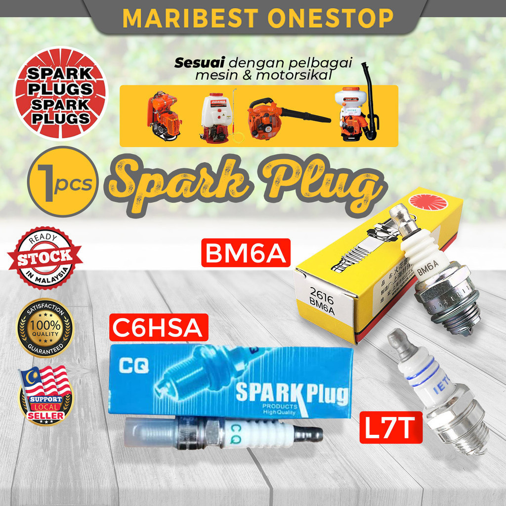 1PCS BM6A C6HSA L7T Spark Plug Motorcycle Enjin Motor Mesin Rumput Brush Cutter Hand Blower ...