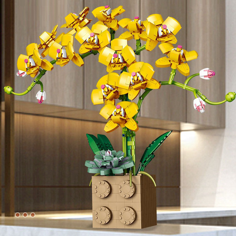MOC Eternal Orchid Flower Building Block Set Simulated Orchid Butterfly ...