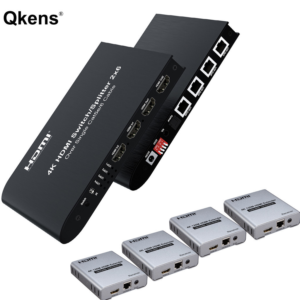 4K HDMI Switch Splitter 2x6 with 2 HDMI Port and 4 RJ45 Ethernet Cable ...