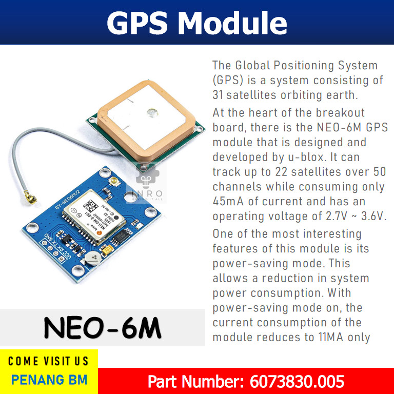 GPS Module NEO 6M NEO-6M Receiver w/ Ceramic Antenna, Track Location ...