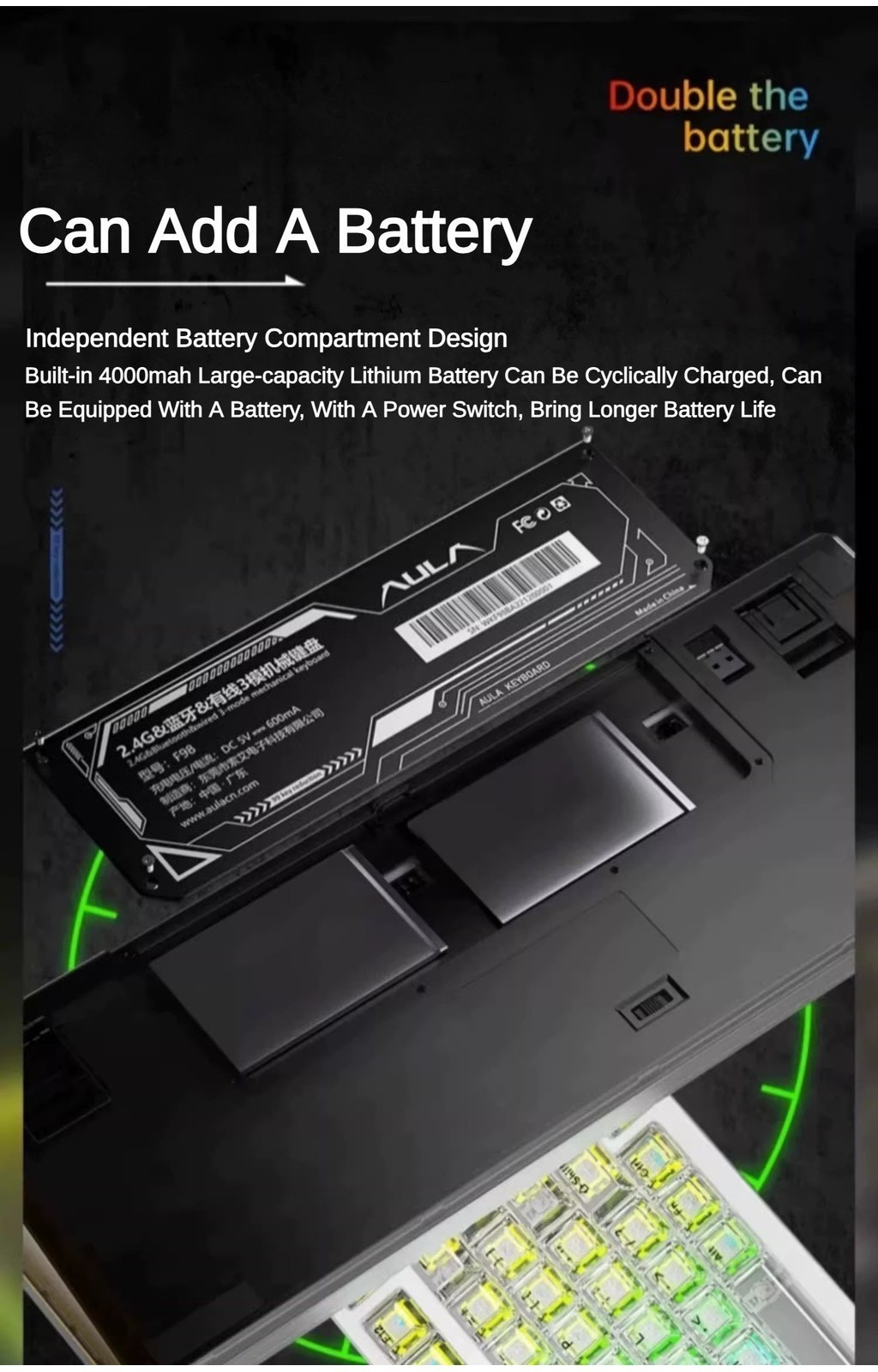 AULA F98Pro V2 Tri-Mode 2.4G Wireless Bluetooth TFT Screen Customized ...