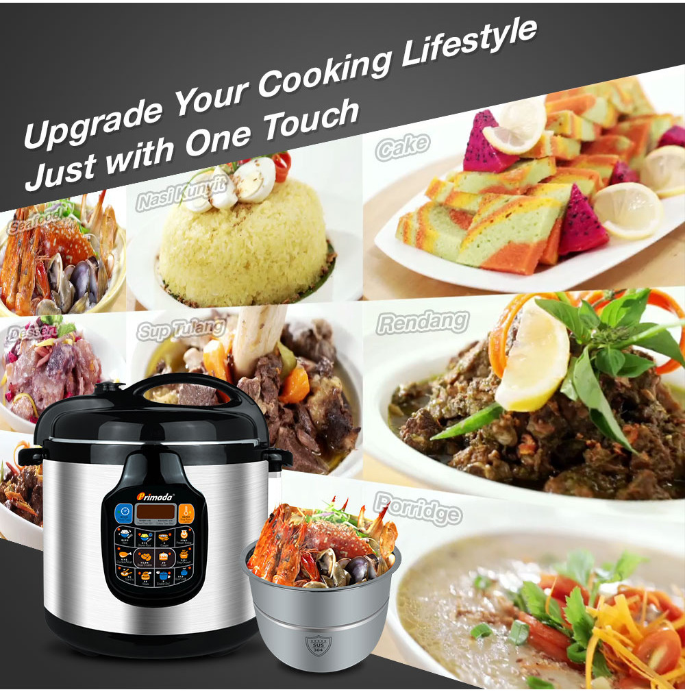 Primada 6 Liter Dual Pots Pressure Cooker PC6030(1 NON STICK POT + FREE ...