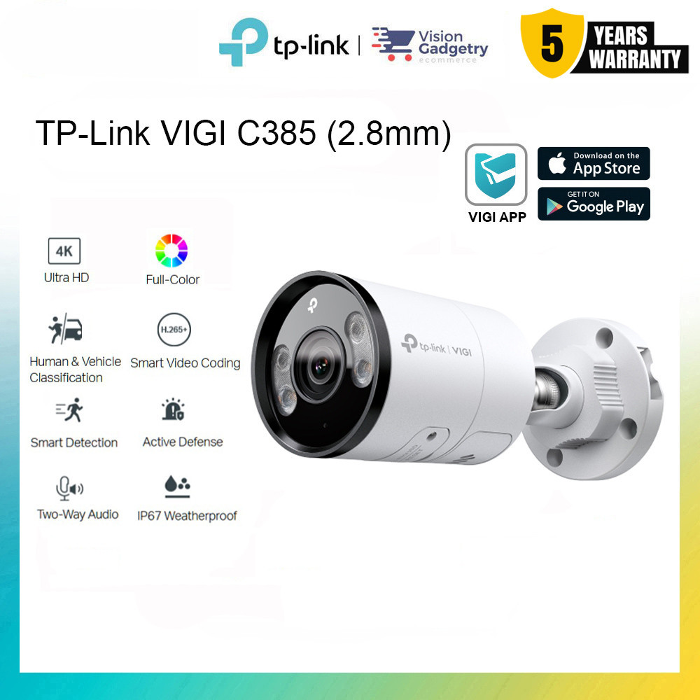 TP-Link VIGI C385 C485 VIGI 8MP Outdoor Full-Color Bullet Network Camera 2.8mm 4mm | Shopee Malaysia