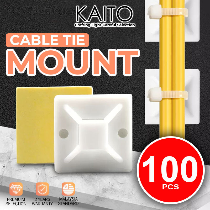 Cable Tie Wall Mount 100 pcs Self Adhesive Stick Holder Cable Ties ...