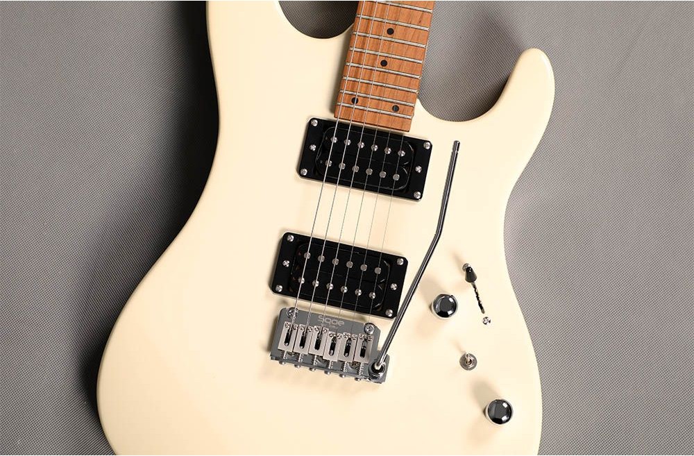 SQOE SEIB450-WH Ibanez Style HH 24-Fret Electric Guitar with Roasted ...