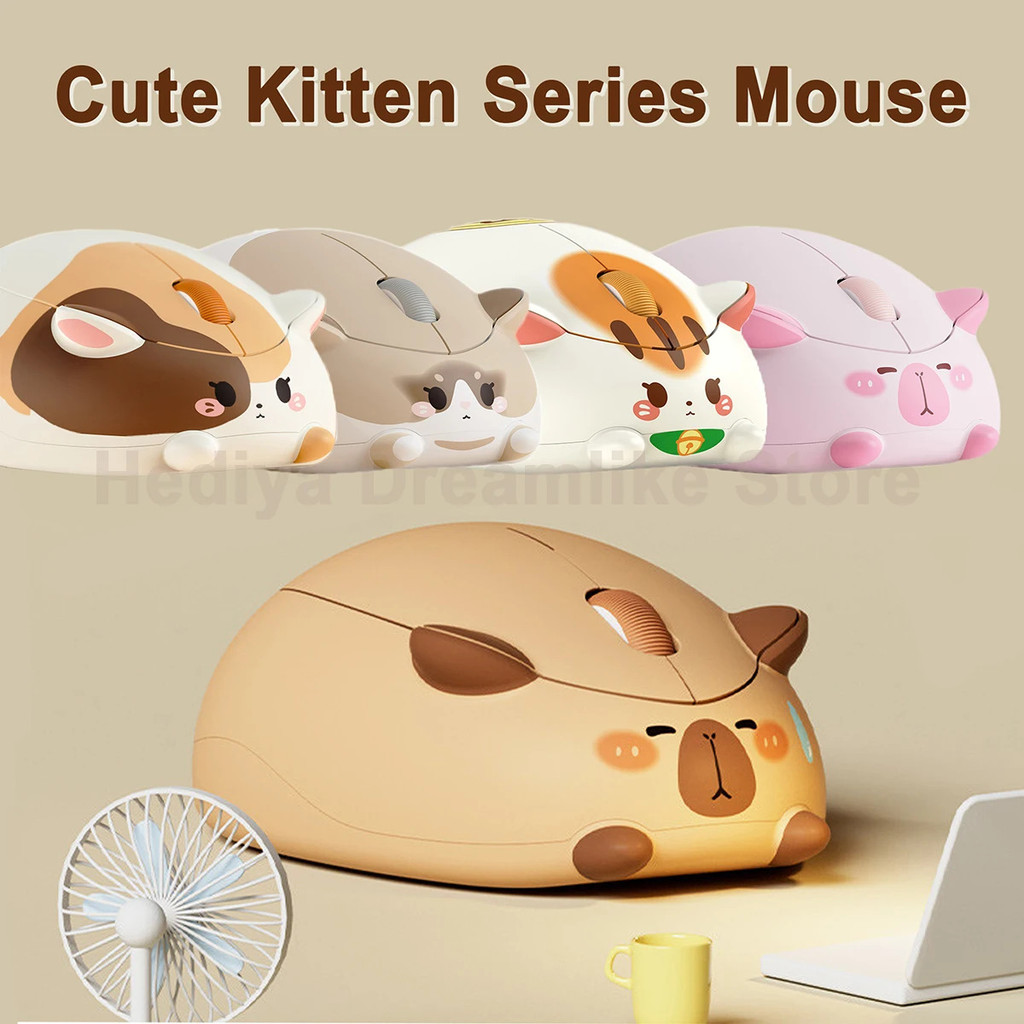 Kitten Theme 2.4G Wireless Mouse Cute Creative Designed Ergonomic Mause ...