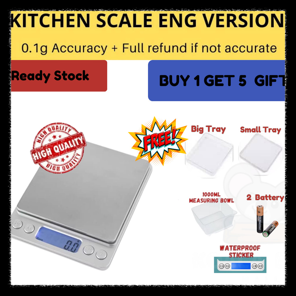 【Local Ship Today】Eng Version! 0.1g Precision LCD Digital Scales 3000g ...