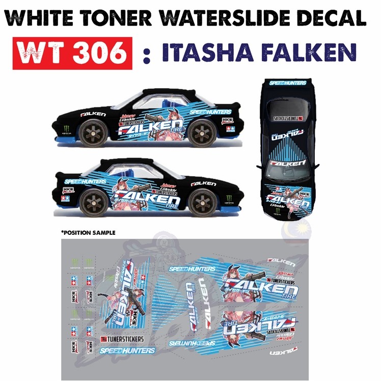 ITASHA FALKEN Decals Hotwheels Tomica 1:64 diecast custom white toner ...