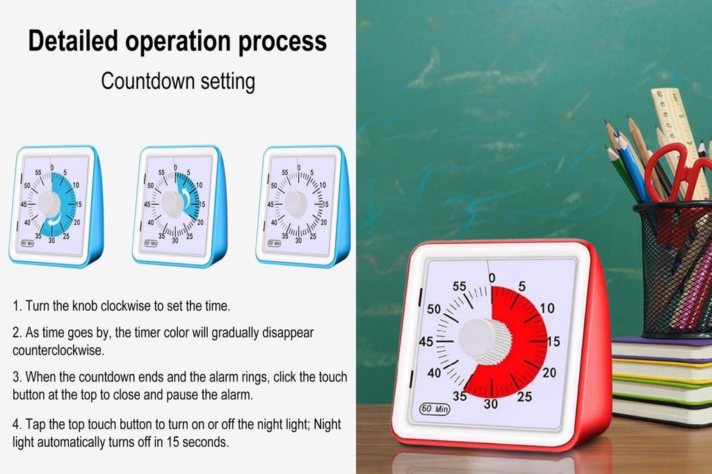 {downey} Classroom Learning Timer Loud Alarm Timer Silent Magnetic ...