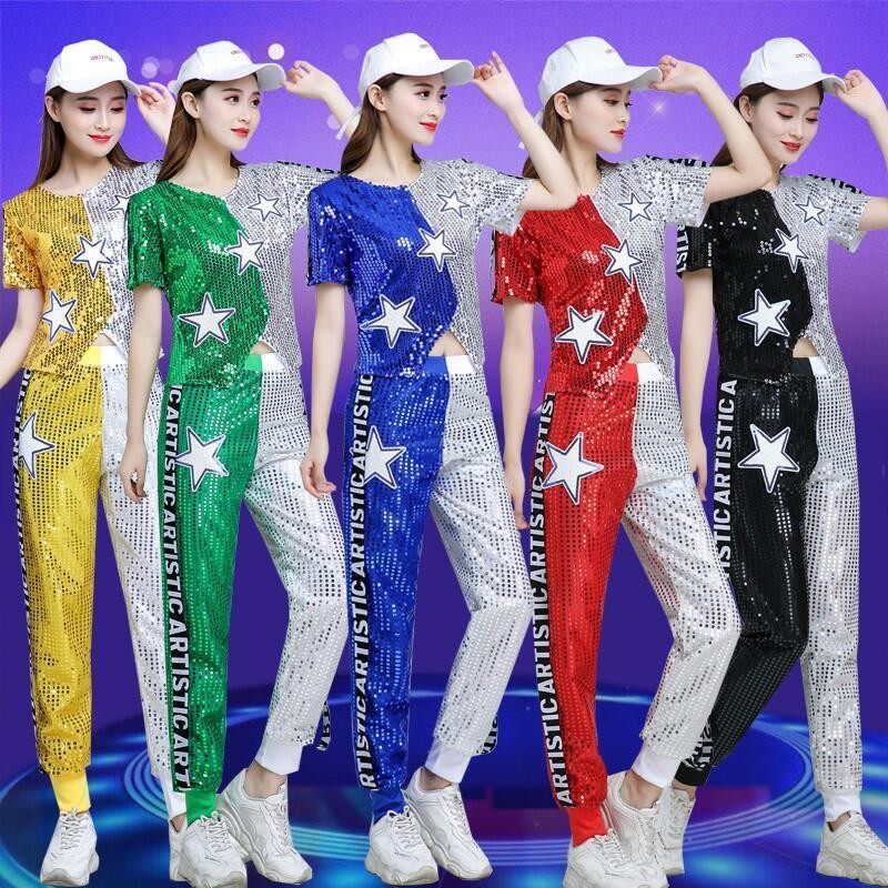 Sequin Jazz Dance Wear Female Adult Student Cheerleader Hip Hop DS ...