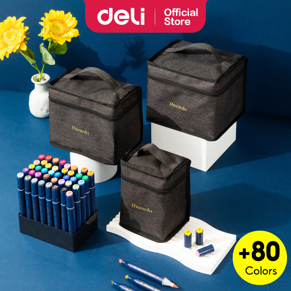Deli Finenolo Professional Art Alcohol Marker Twin Tip Brush & Chisel ...