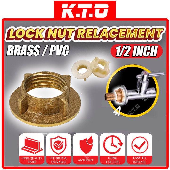 1/2Inch Brass / PVC Lock Nut Replacement Sink Water Tap Faucet Flange ...