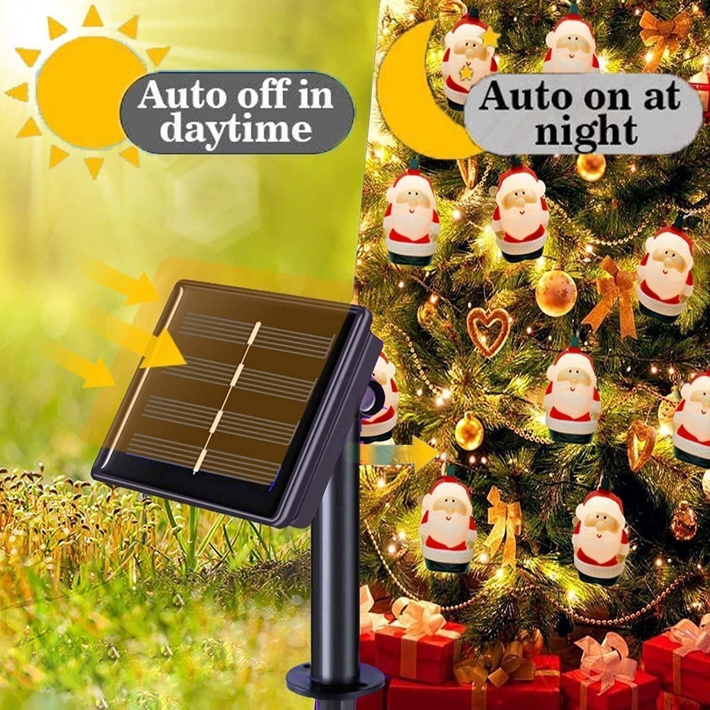 Solar Snowman Fairy Lights Solar Santa Claus Christmas Lights Hanging ...