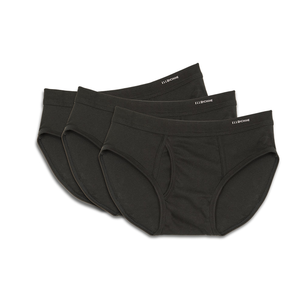 ELLE HOMME Kg. Cotton Fabric BRIEF Style Spandex Rubber Edge Woven Logo ...