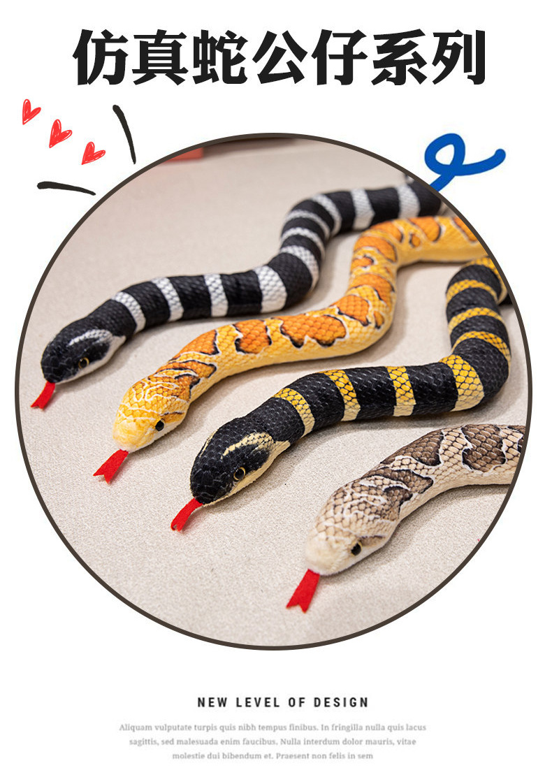 New Style Simulation Four-Color Snake Plush Toy Spoof Doll Halloween ...
