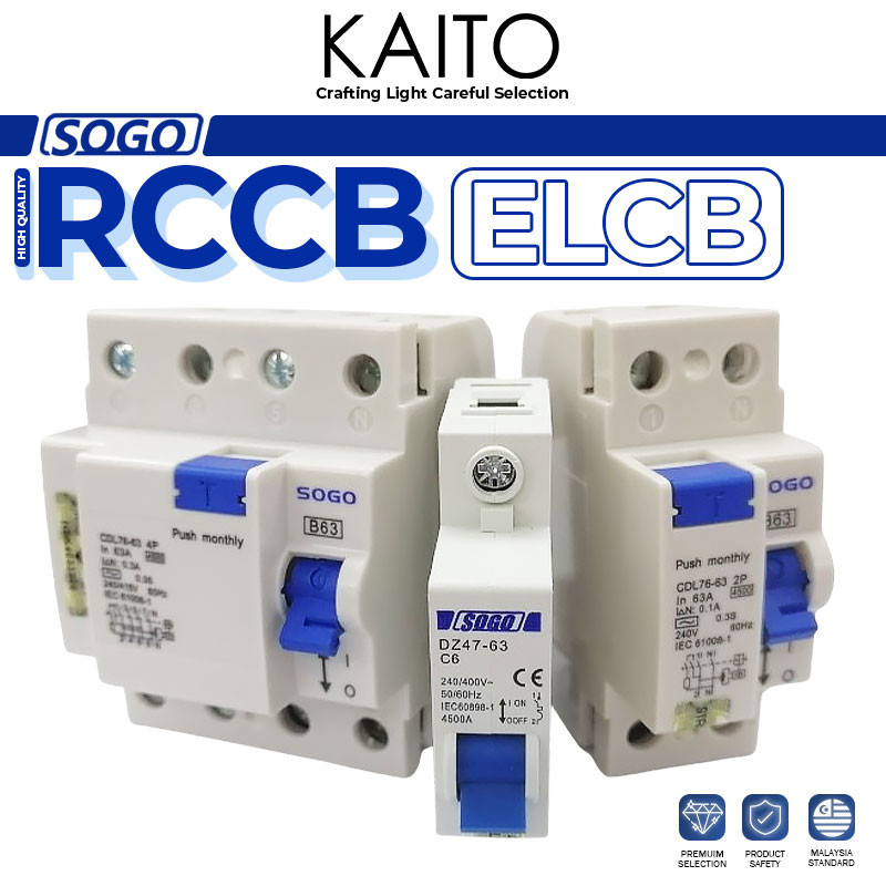 SOGO Top Quality Residual Current Circuit Breaker RCCB 40A/63A ELCB MCB ...