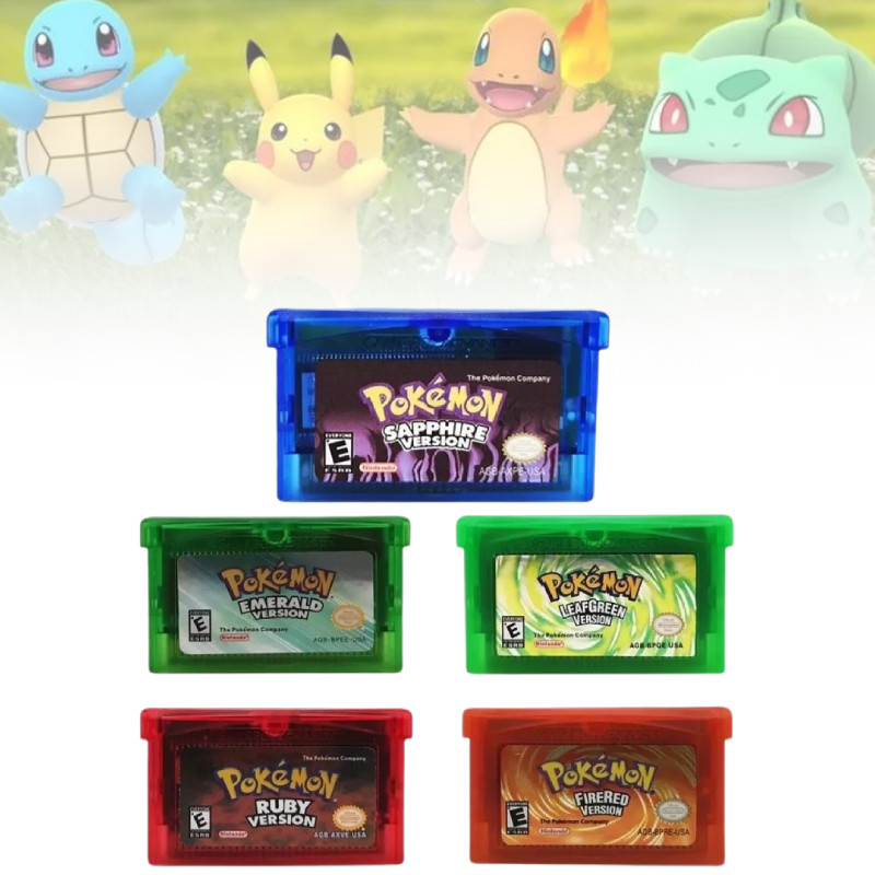 Classic Game Gba Cartridge Set Featuring Iconic Pocket Monsters Vibrant ...