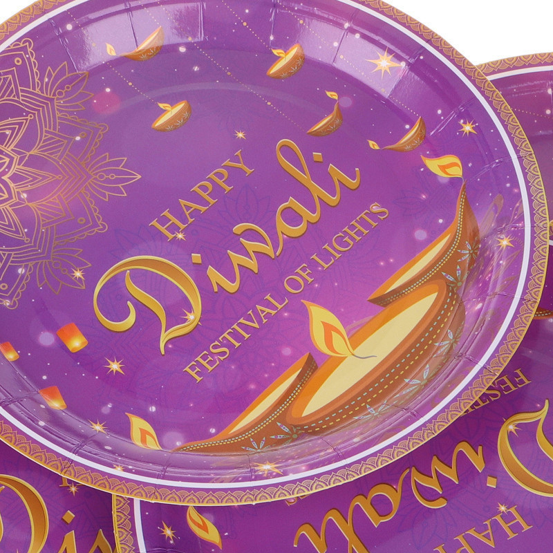 Cheereveal Happy Diwali Disposable Tableware Set Deepavali Paper Plate ...