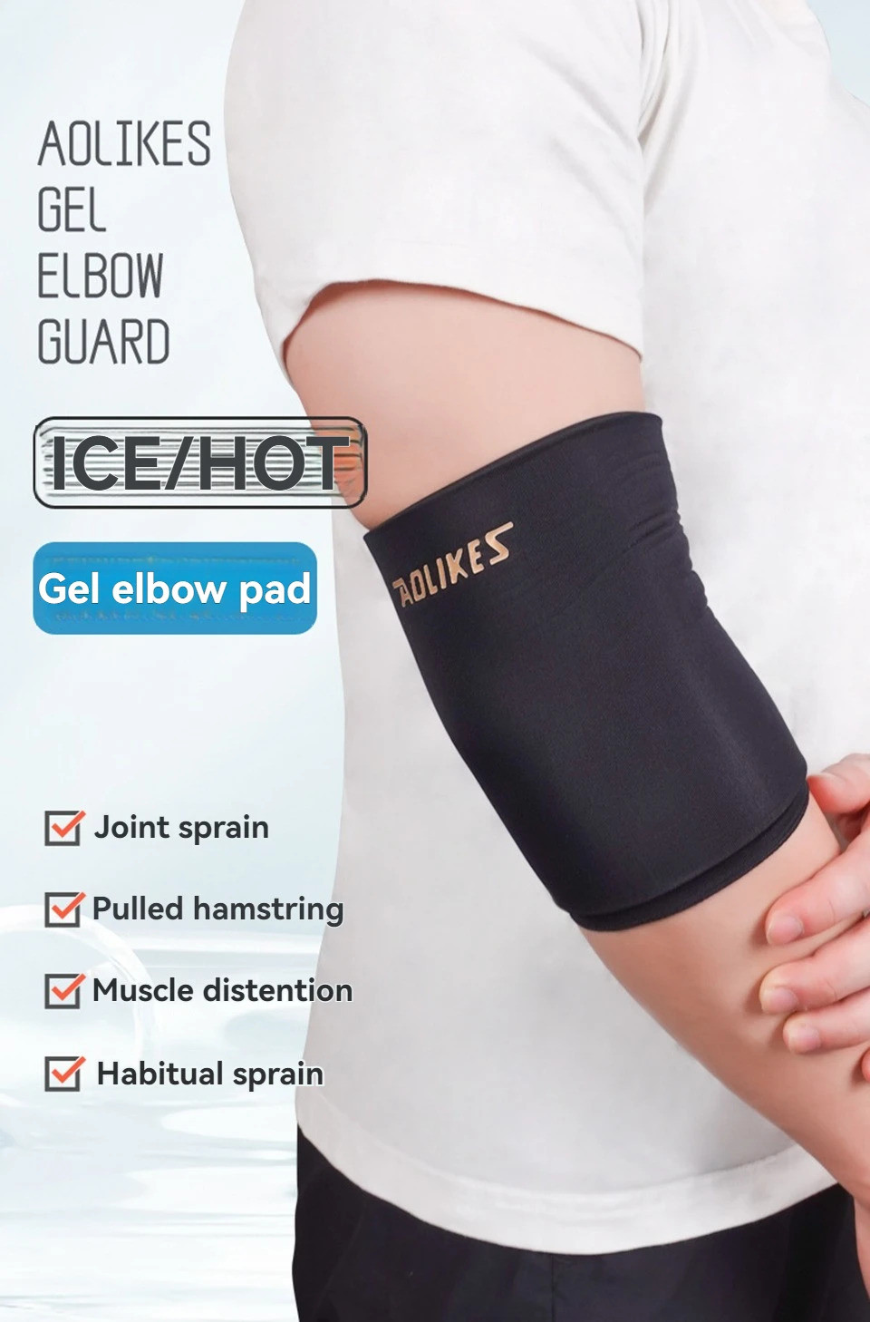 AOLIKES 1PCS Hot and Cold Relief Gel Elbow Sleeve,Soft-Touch Stretch ...