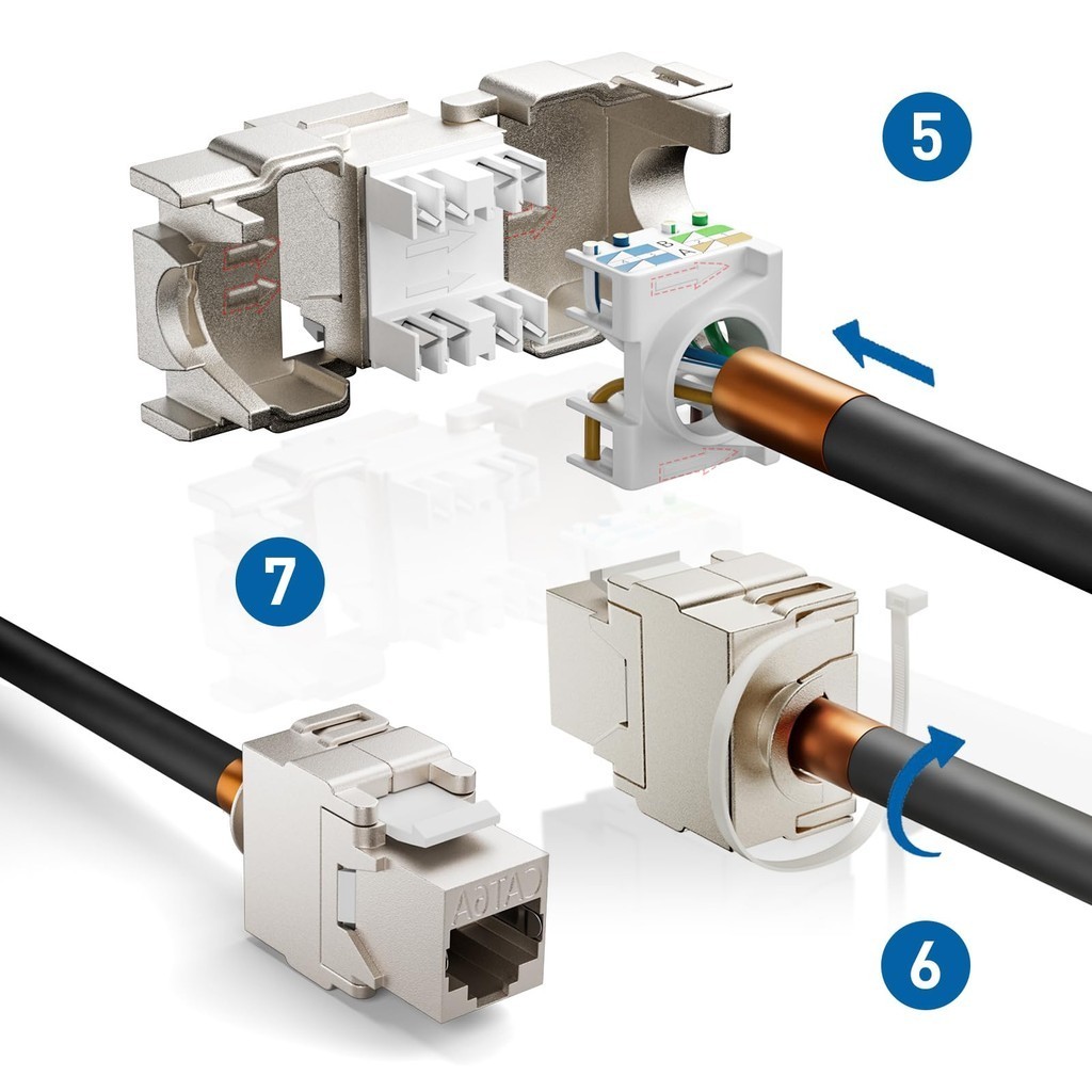 ZoeRax Keystone Module Jacks CAT6A Shielded Keystone Jack RJ45 Cat 6A ...