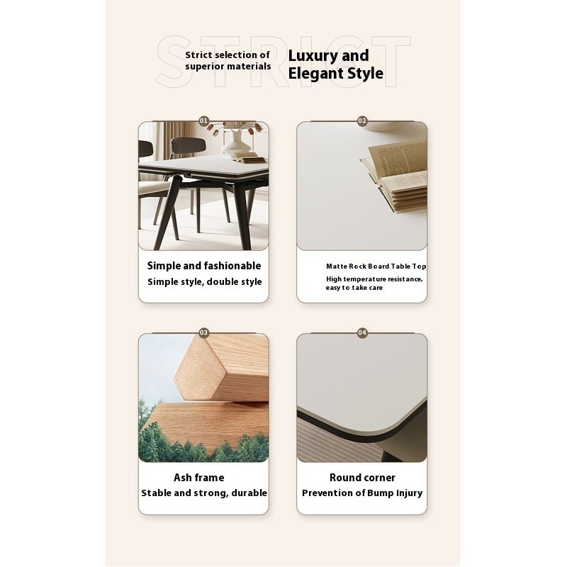 Kata Simple Variable Square Dinning Dual Purpose Set Solid Wood Rock ...