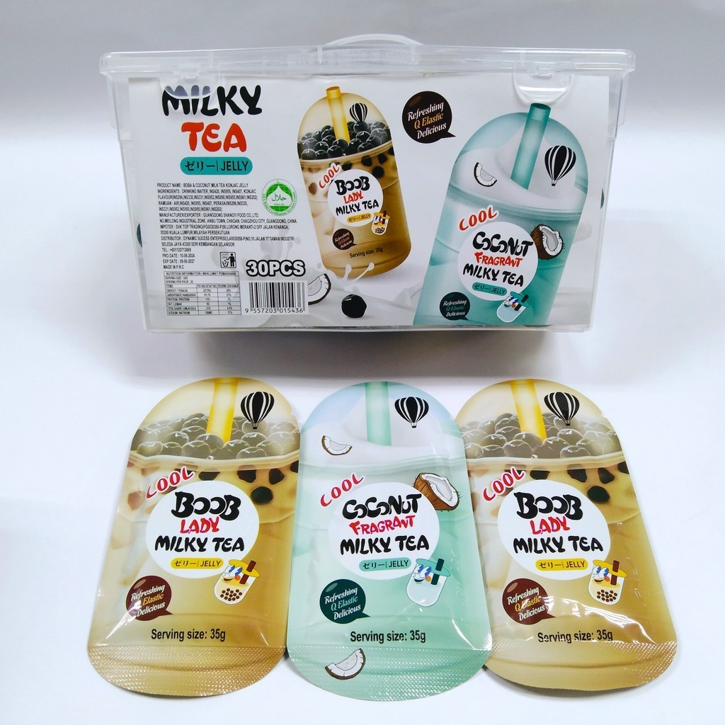 *Ready Stock* 30Pcs Boba & Coconut Milk Tea Konjac Jelly With Box (35g ...