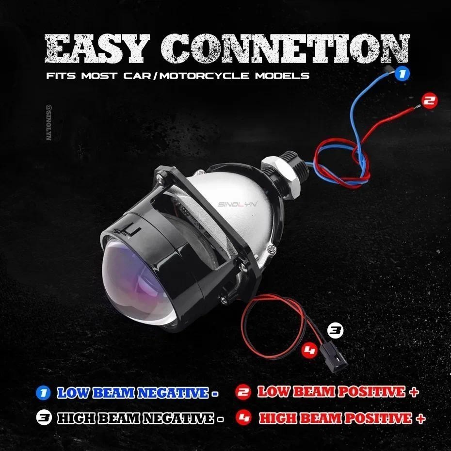 2.5 Inch Blue Bi LED Projector Lens Motorcycle Headlamp H4 H7 H1 9005 ...