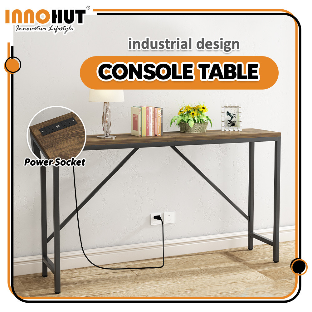 Innohut Industrial Wooden Console Table Bar Table Long High Table Meja ...