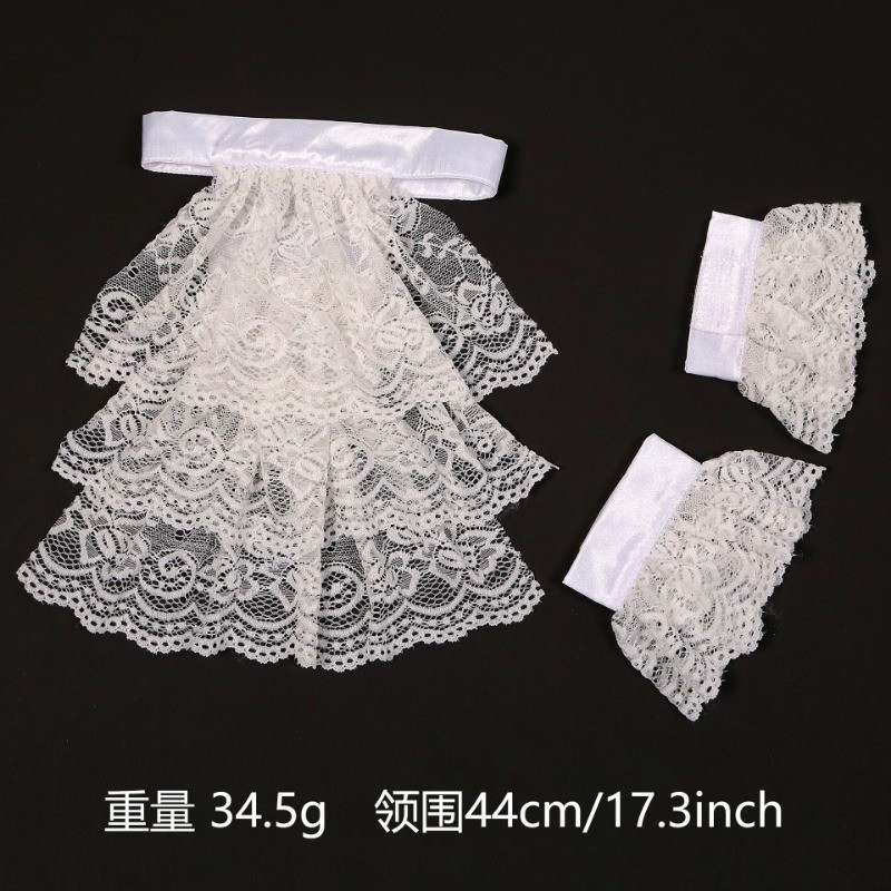 Men Women Victorian Neck Collar Medieval Bosom Shirt Lace Jabot Tie ...