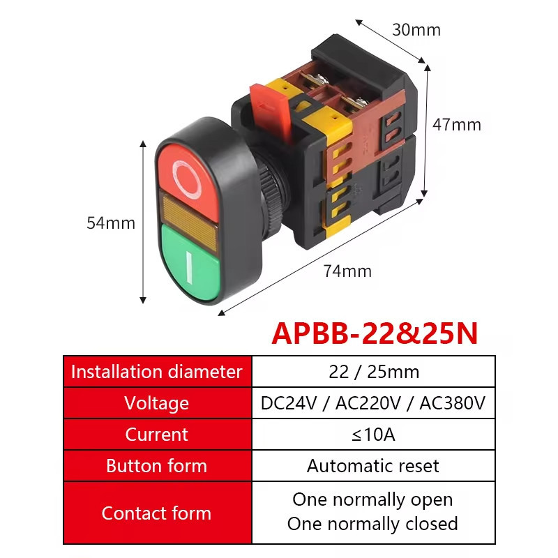 Aperture 22/25/30mm APBB/AS/PPBB ON/Off Start Stop Double Bond Push ...