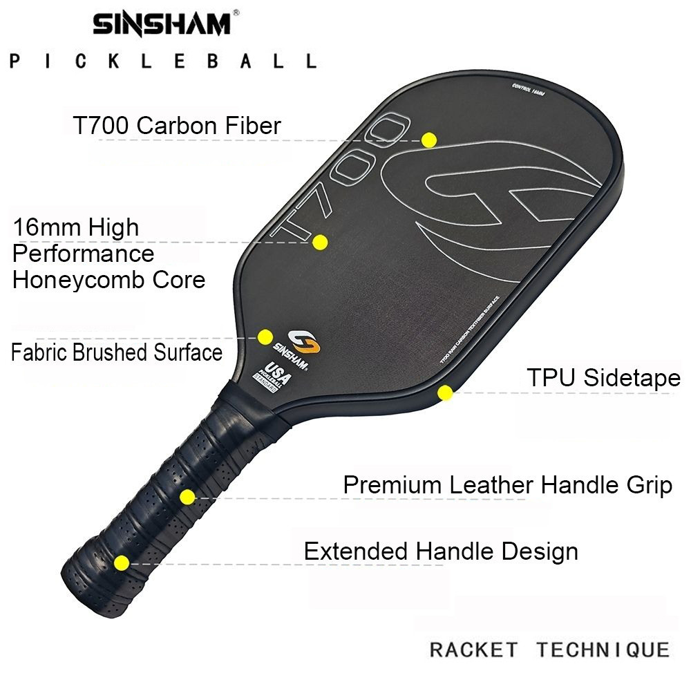 SINSHAM 16MM Pickleball Paddle Hot Pressing T700 Carbon Fiber ...