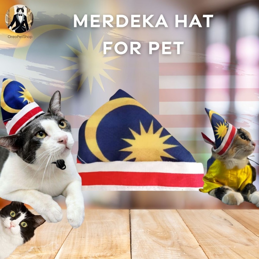 Merdeka Hat For Pets Tanjak Kucing Bendera Malaysia Cat Melayu Songkok ...