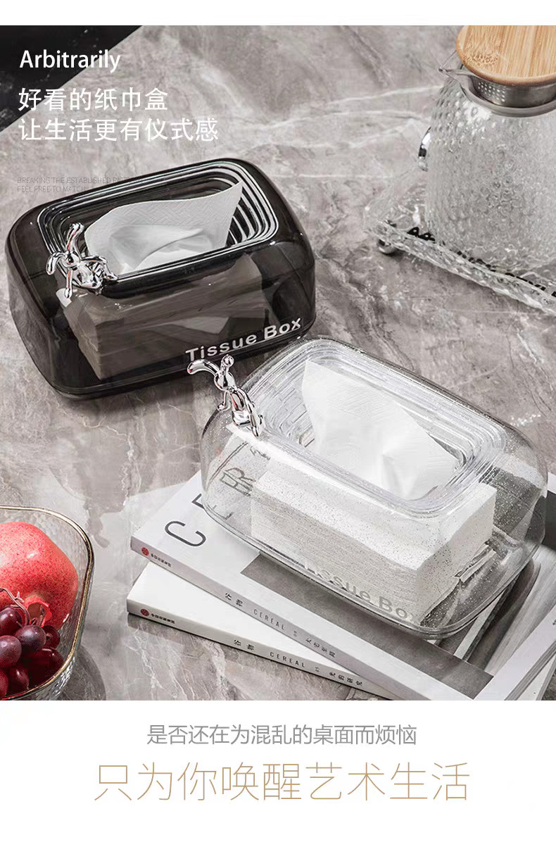 C&M Self Sinking Tissue Box Cover Rectangular Light Luxury Transparent ...