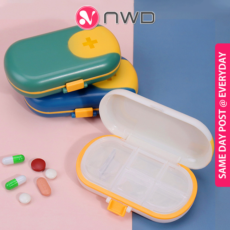 𝗕𝗨𝗜𝗟𝗧 𝗜𝗡 𝗖𝗨𝗧𝗧𝗘𝗥 》Detachable Pill Storage Box Tablet Splitter Portable ...