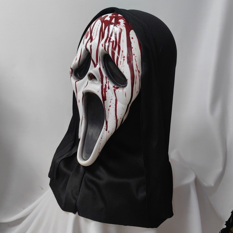 Ghost Scream Horror Latex Mask With Blood For Halloween Themed Cosplay ...