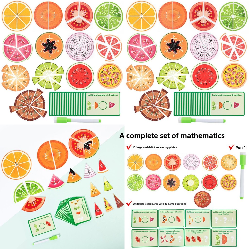 Manipulative Fruit Math Fraction Board For Kids Educational Cognitive ...