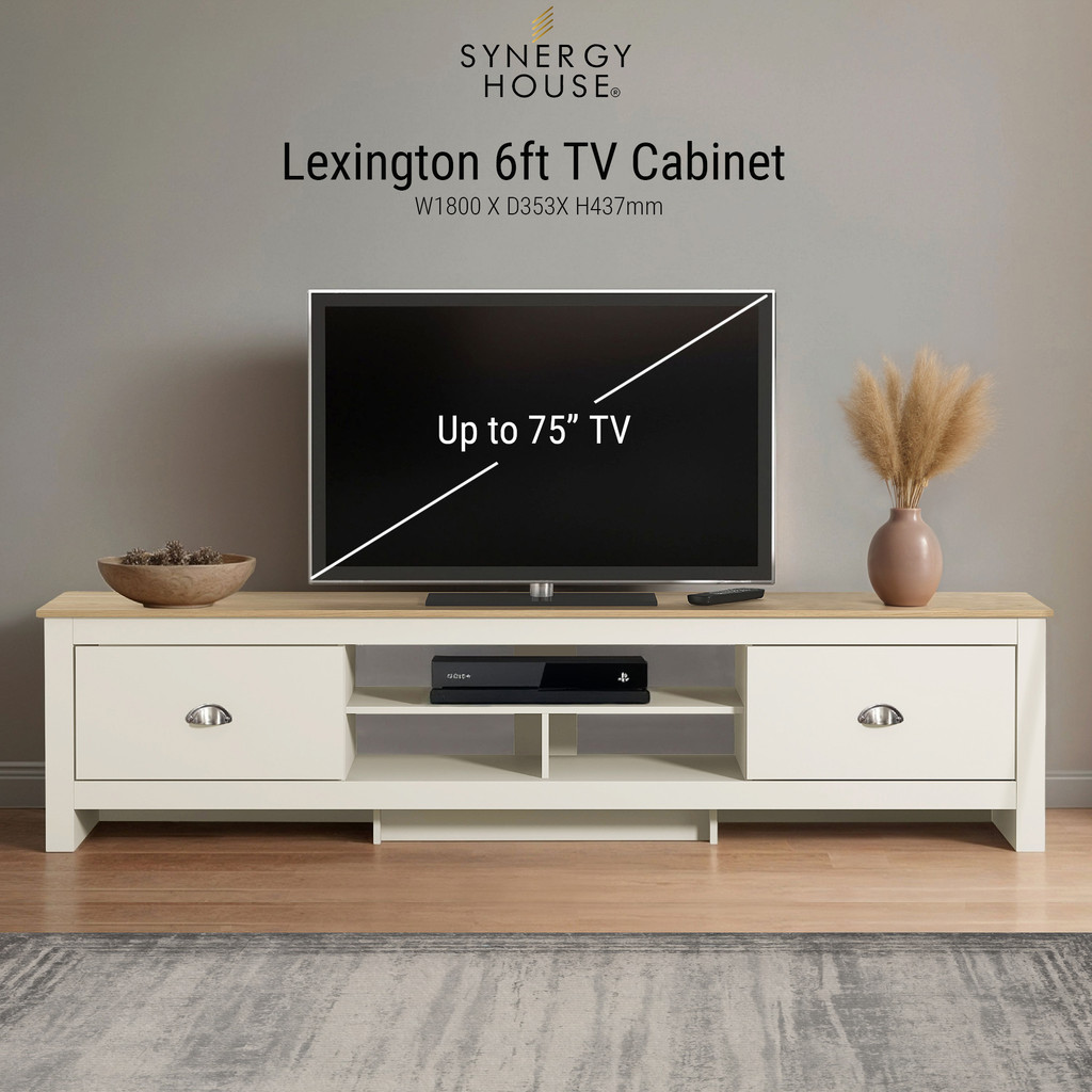 Synergy House Lexington TV Cabinet With Drawers (6ft) | Shopee Malaysia