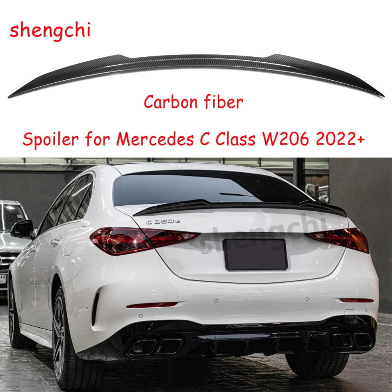 W206 X Style Carbon Fiber Rear Trunk Spoiler Wings For Mercedes Benz C ...