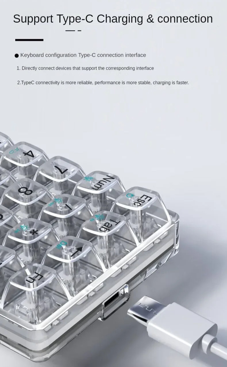 AULA F21 Wireless Three Mode Numeric Mini Keyboard 21Keys RGB ...